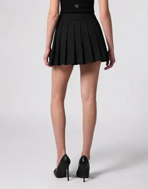 Philipp Plein Crystal Embellished Pleated Mini Skirt