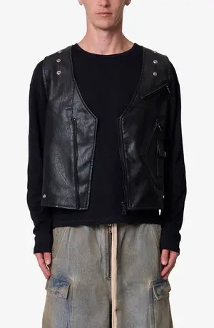 Mnml Faux Leather Zipper Vest