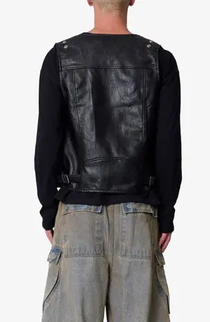 Mnml Faux Leather Zipper Vest