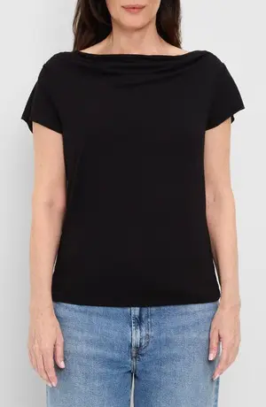 Michael Stars Desiree Cowl Neck Tee - Black