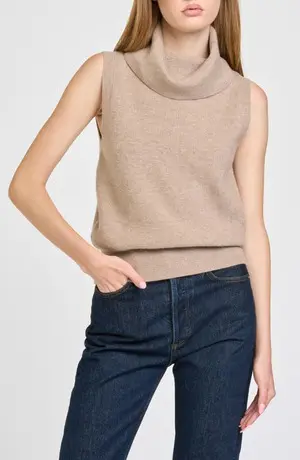 WAYF Elodie Cowl Neck Sleeveless Sweater Oat