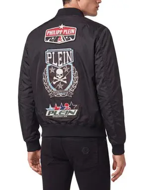 Philipp Plein Nylon Bomber Jacket With Patches