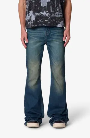 Mnml Super Stacked Relaxed Flare Leg Jeans - Blue