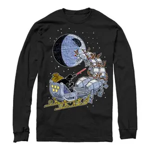 STAR WARS Christmas Darth Vader Santa's Sleigh Long Sleeve T-shirt - Black