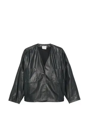 FORTE_FORTE Leather Kimono Jacket With Bead Embellishment - Multicolor