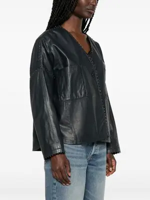 FORTE_FORTE Leather Kimono Jacket With Bead Embellishment - Multicolor