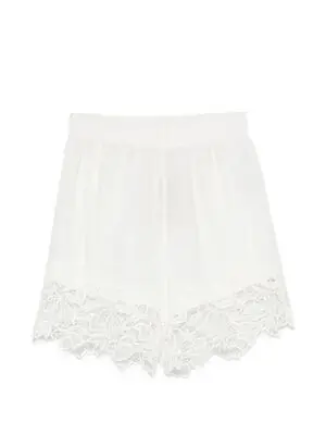 ERMANO SCERVINO Ermanno Scervino Embroidered Linen Shorts With Floral Lace Trim - Multicolor