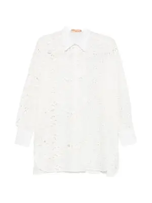 ERMANO SCERVINO White Cotton Broderie Anglaise Shirt - Multicolor