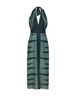 VIX PAULA HERMANNY Halterneck Midi Dress With V-neck And Slit