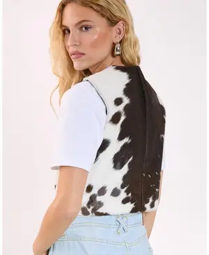Nasty Gal Cow Hide Leather Waistcoat