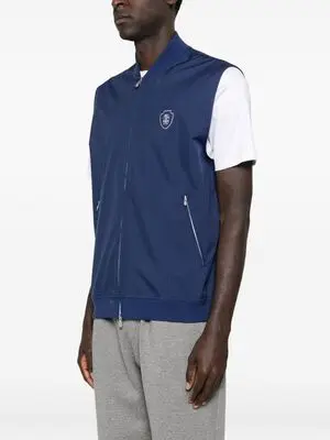 Brunello Cucinelli Zip-up Logo Appliqué Vest - Multicolor