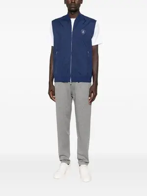 Brunello Cucinelli Zip-up Logo Appliqué Vest - Multicolor