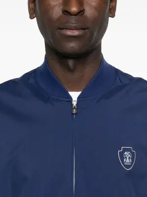 Brunello Cucinelli Zip-up Logo Appliqué Vest - Multicolor