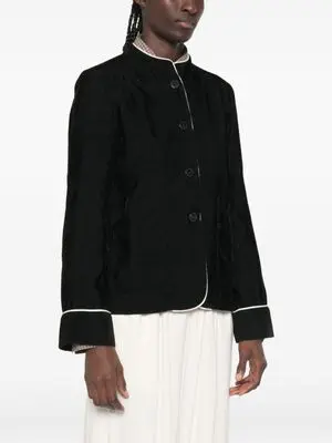 FORTE_FORTE Black Velvet Corduroy Jacket With Piped Trim - Multicolor