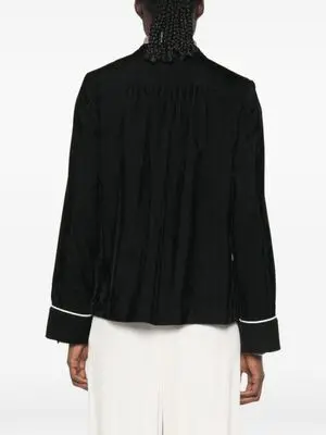 FORTE_FORTE Black Velvet Corduroy Jacket With Piped Trim - Multicolor