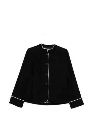 FORTE_FORTE Black Velvet Corduroy Jacket With Piped Trim - Multicolor