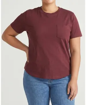 Universal Standard Plus Garcon Tee - Black Cherry