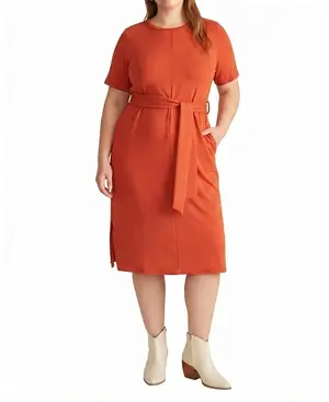 Universal Standard Plus Travelknit Belted Dress - Rooibos Tea