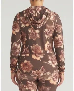 Universal Standard Hooded Zip Jacket With Floral Print