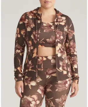 Universal Standard Hooded Zip Jacket With Floral Print