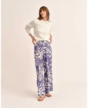 CARTOLINA Mia Linen Wide-leg Printed Trousers
