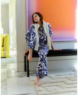 CARTOLINA Mia Linen Wide-leg Printed Trousers