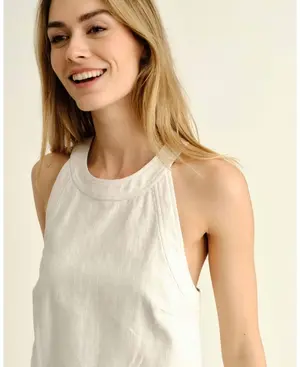 CARTOLINA Brant Linen Blend Apron Top - Bright White