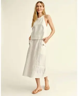 CARTOLINA Brant Linen Blend Apron Top - Bright White