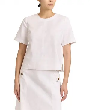 CARTOLINA Short Sleeve Linen Blend Top - Bright White
