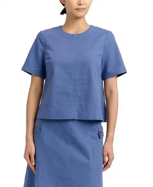 CARTOLINA Chloe Linen Top Coastal Indigo