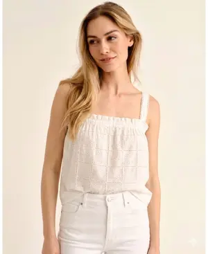 CARTOLINA Leah Eyelet Tank - Soft White