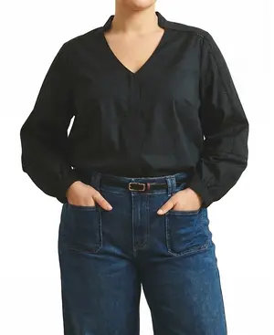 Universal Standard Plus Saint-honore Poplin Blouse Black