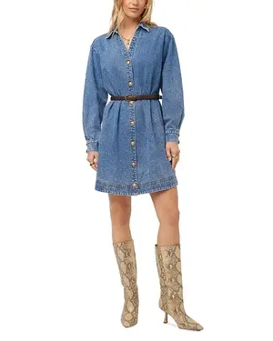 Fifteen Twenty Sade Belted Shirtdress - Denim