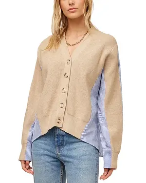 Fifteen Twenty Celine Mixed Media Cardigan - Oat