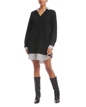 Fifteen Twenty Mixed Media Sweater Dress - Black