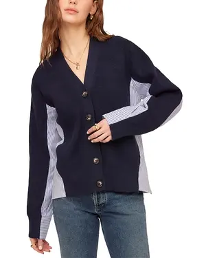 Fifteen Twenty Celine Mixed Media Cardigan - Navy