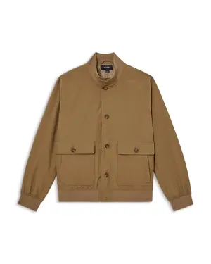 REISS Latent Funnel Neck Bomber Jacket - Taupe Brown