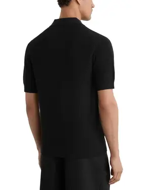 REISS Leon Basket Stitch Polo Shirt - Black