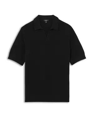 REISS Leon Basket Stitch Polo Shirt - Black