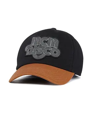 Mcm Disco Logo Embroidery Cap In Cotton Twill - Black