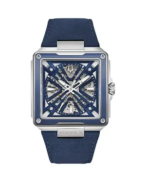 Bulova Marc Anthony Series X2 Leather Strap Watch, 41mm X 41mm - Blue