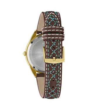 Bulova Stetson Leather Strap Watch, 34.5mm