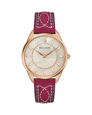 Bulova Stetson Sutton Watch, 34.5mm - Silver/red