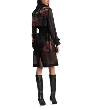 Alice + Olivia Sheer Floral Print Trench Coat