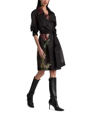Alice + Olivia Sheer Floral Print Trench Coat