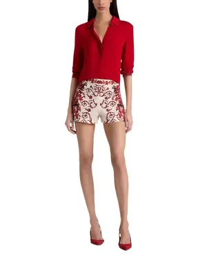 Alice + Olivia Hera High Rise Back Zip Shorts - Winding Road