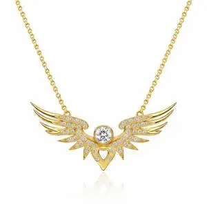 ORMIRO Winged Heart Necklace In Solid & Diamonds Heirloom Edition