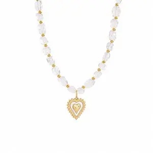 ORMIRO Telos Heart Clear Quartz Beaded Necklace