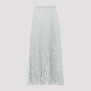 Ermanno Scervino Plisse Printed Silk Midi Skirt