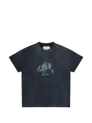 ERL Graphic Print Round Neck Short Sleeve T-shirt With Chest Pocket - Navy